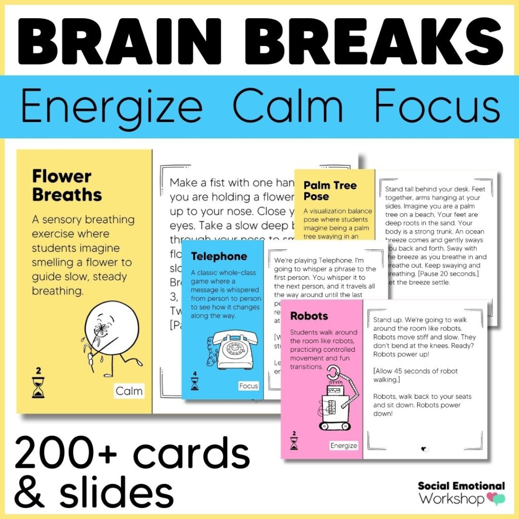Brain Break Activities That Energize, Calm And Focus | Social Emotional ...